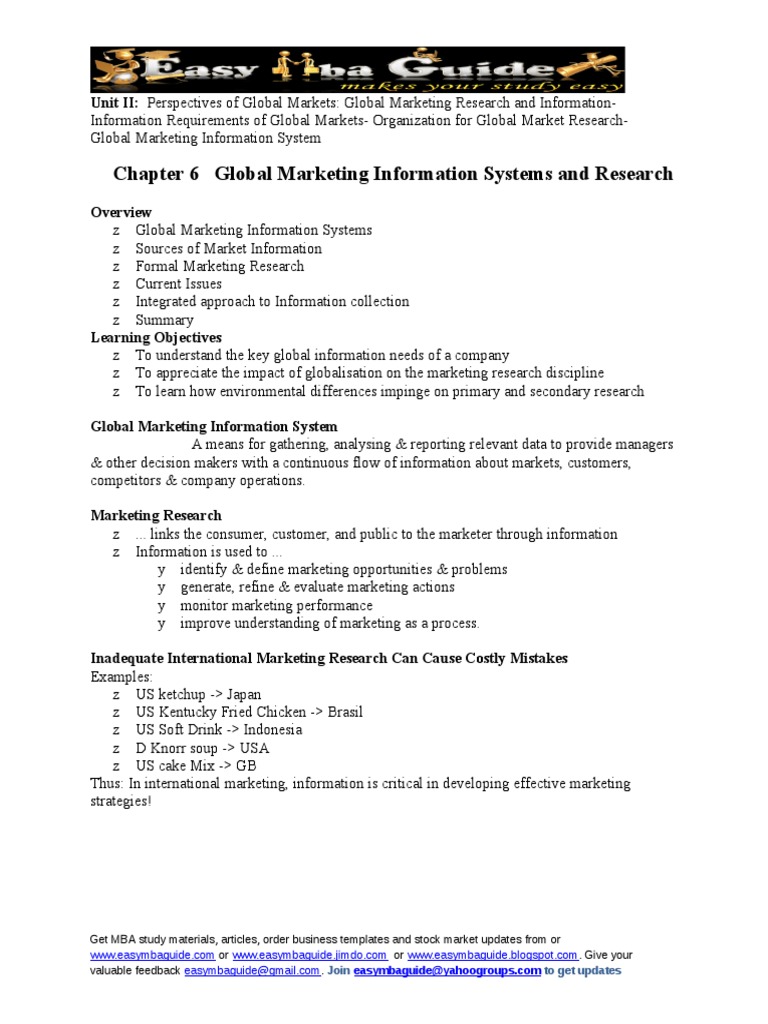 Chapter 6 Global Marketing Information Systems and Research | PDF ...