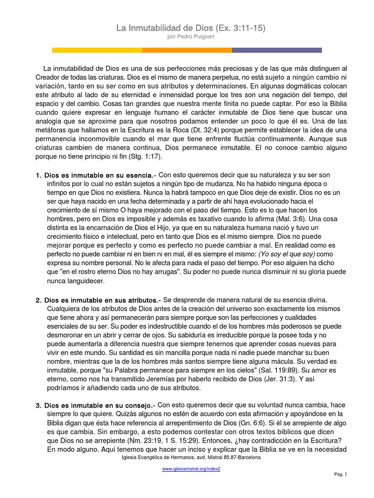 7 La Inmutabilidad de Dios | Descargar gratis PDF | Dios | Oración