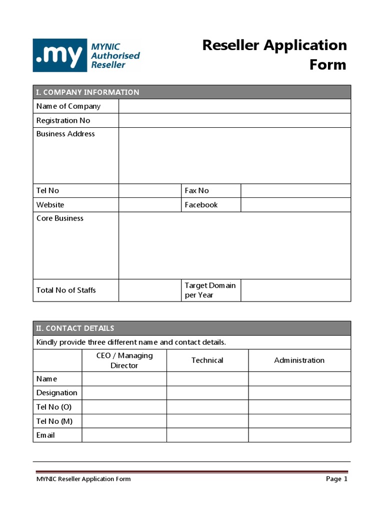 Reseller Application Form v2 | PDF
