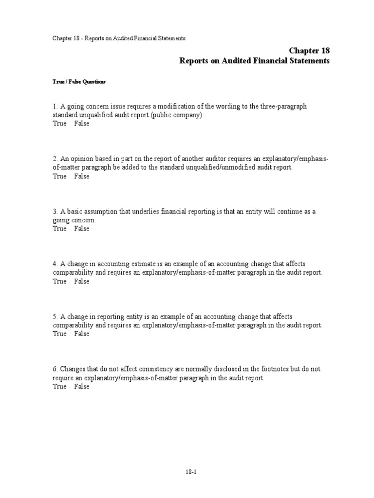 Chap 018 | Auditor's Report | Going Concern