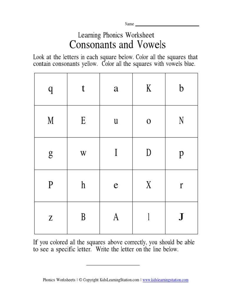 Vowels And Consonants Worksheets