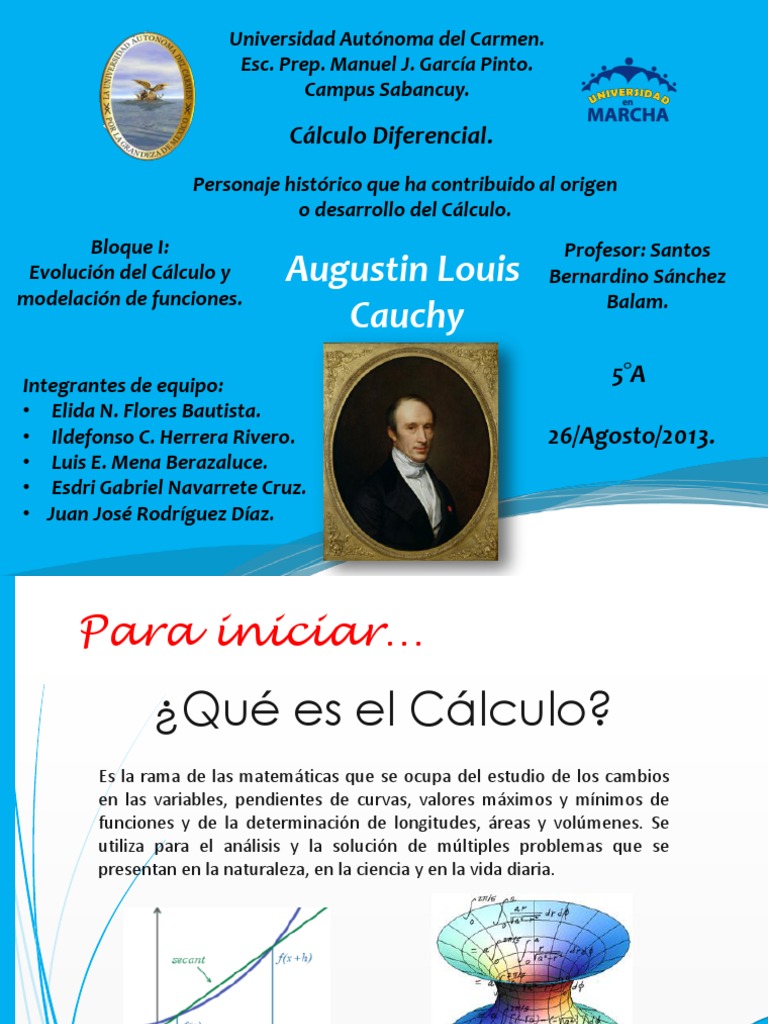 Augustin Louis Cauchy-Físicos Matemáticos-5°A | PDF | Integral | Cálculo