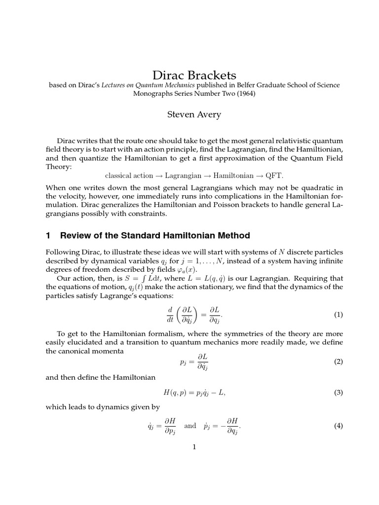 Dirac Brackets | PDF | Lagrangian Mechanics | Hamiltonian Mechanics