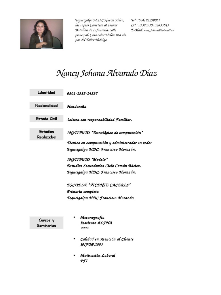 Curriculum Nancy Alvarado | PDF | Crecimiento personal y profesional | Negocios