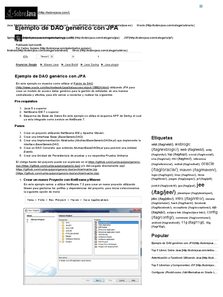 Ejemplo de DAO Genérico Con JPA | PDF | Frijoles Netos | Aplicaciones y ...