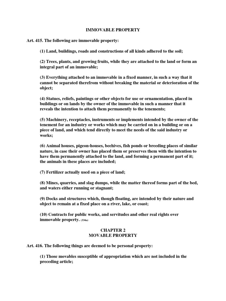 Immovable and Movable Properties | Real Property | Property