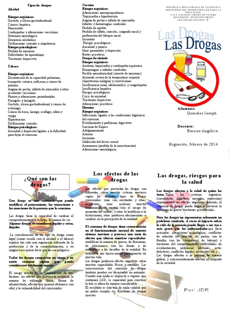 Triptico Las Drogas | PDF | Drogas | Medicina