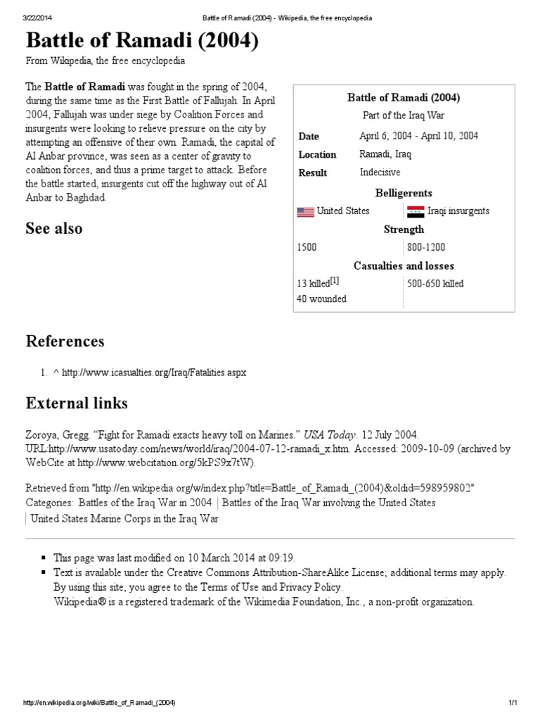 Battle of Ramadi (2004) - Wikipedia, The Free Encyclopedia | PDF ...