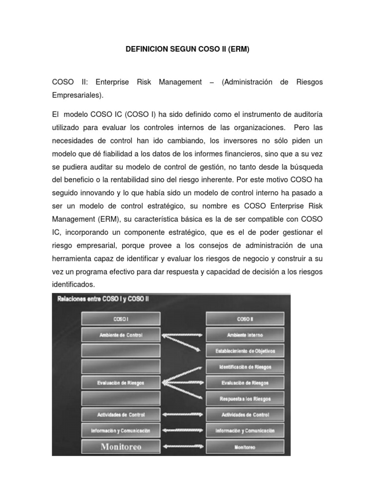 Definicion Segun Coso II y Coso III | PDF | Sistema de control ...