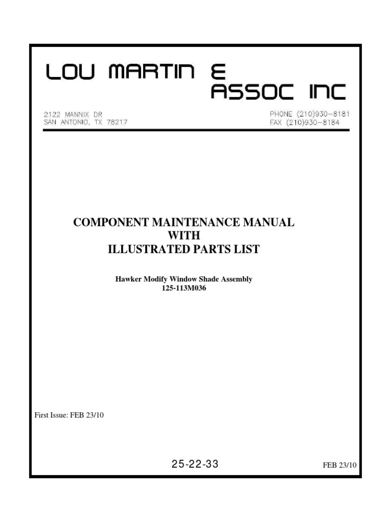 Component Maintenance Manual Hawker | PDF | Housekeeping | Screw