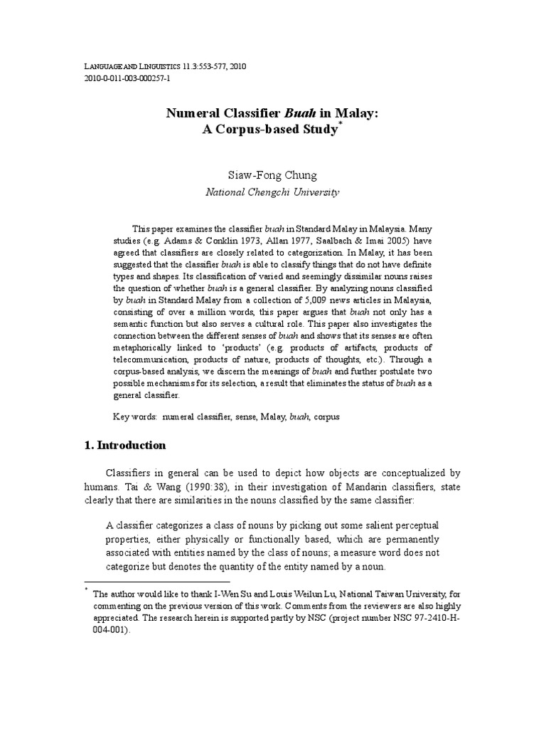 Numeral Clasifier in Malay | PDF | Noun | Word