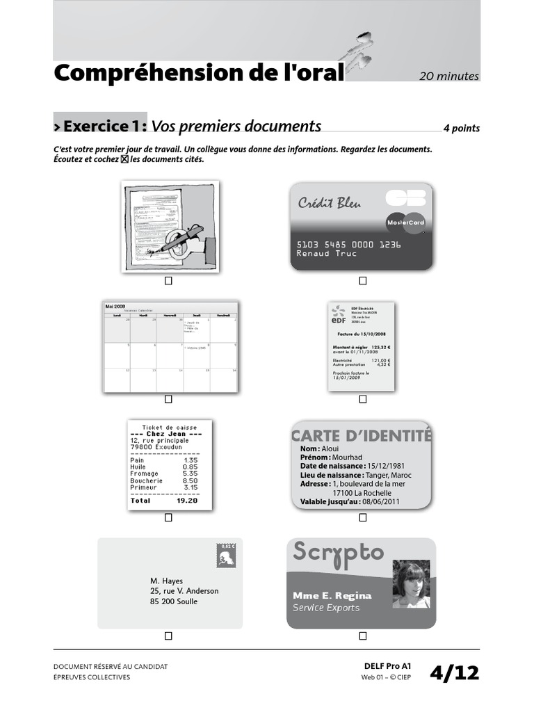 Compréhension orale DELF A1 | PDF