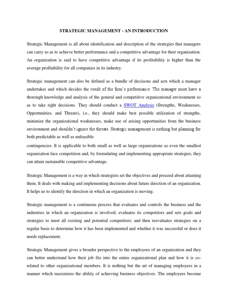Introduction to Strategic Management | PDF | Strategic Management ...