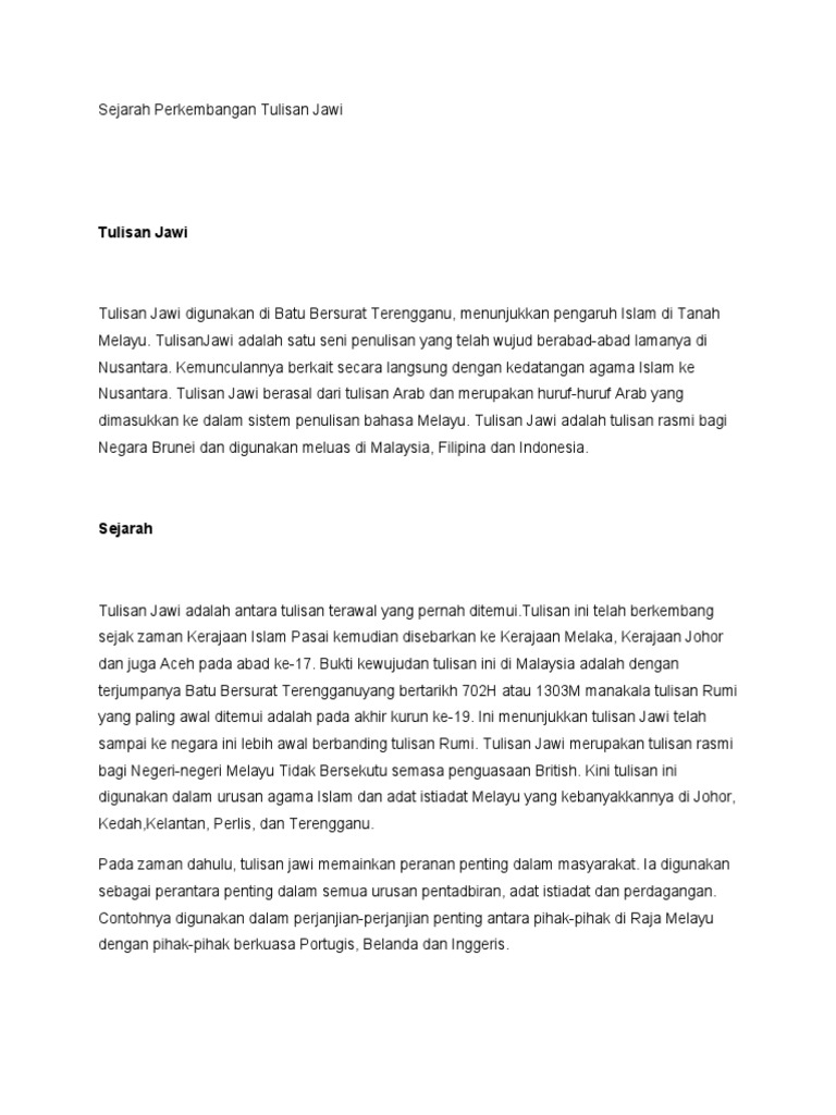 Sejarah Tulisan Jawi | PDF
