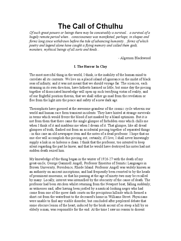 The Call of Cthulhu | PDF | Dream | Anthropology