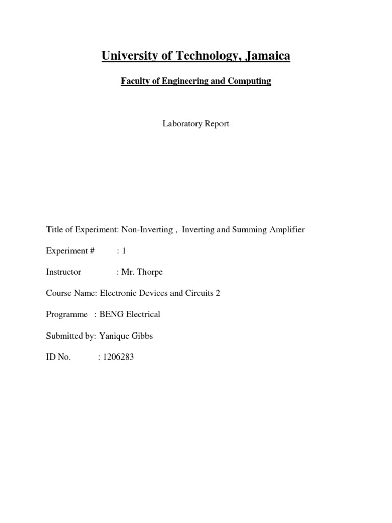Devices Experiment 1 - Inverting and Non-Inverting | PDF | Operational ...