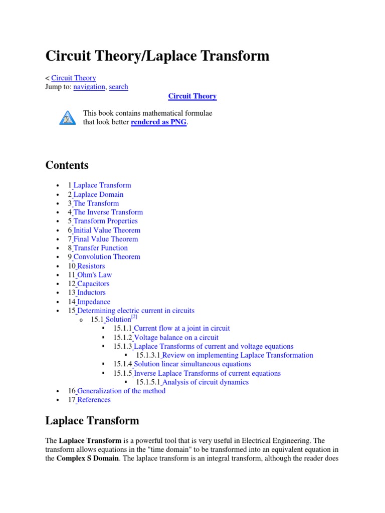 Circuit Theory Laplace Transform Guide | PDF | Laplace Transform ...