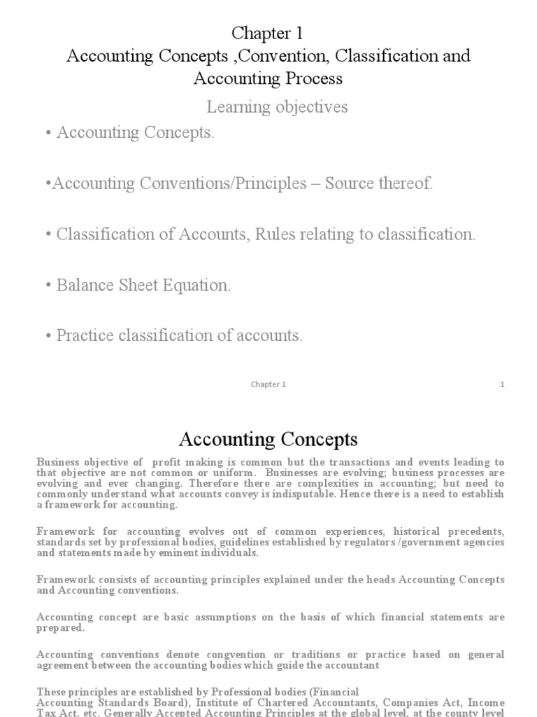 Accounting Concepts, Convention, Classification and Accounting Process ...
