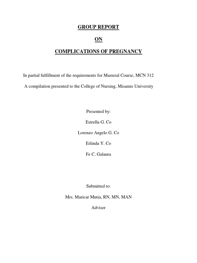 Pregnancy Complications Group Report | PDF | Science & Mathematics