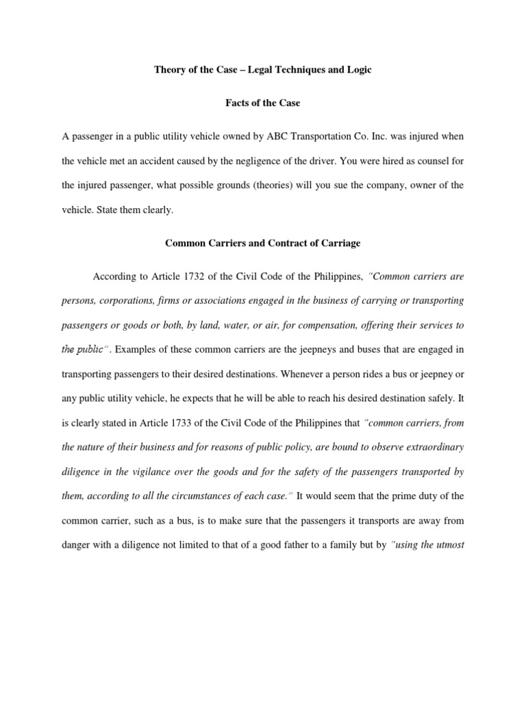 Contract of Carriage and Common Carriers | Common Carrier | Negligence ...