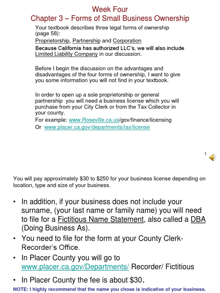 Chapter 3 - Forms of Small Business Ownership | PDF | Partnership ...