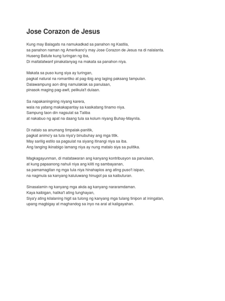 Jose Corazon de Jesus | PDF