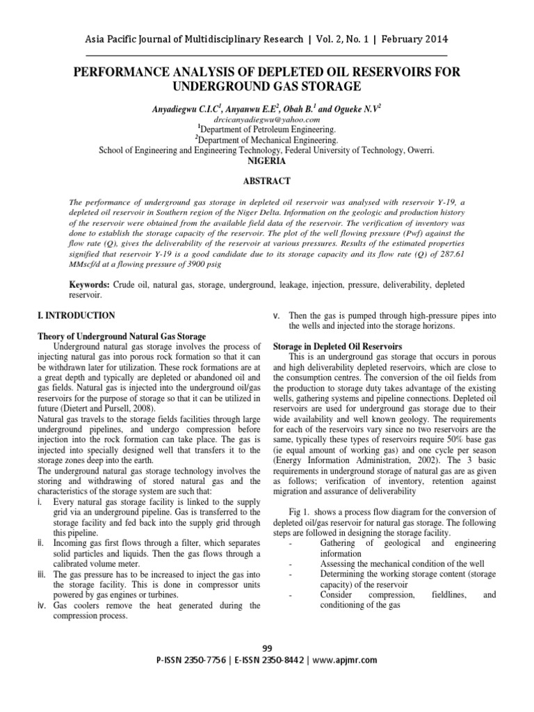 Performance Analysis of Depleted Oil Reservoirs For Underground Gas ...