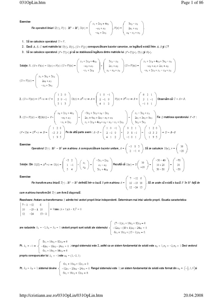 Operatori - Liniari - 1 (Exercitii) | PDF
