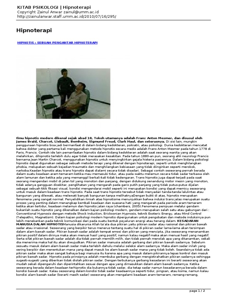Kitab Psikologi Hipnoterapi | PDF