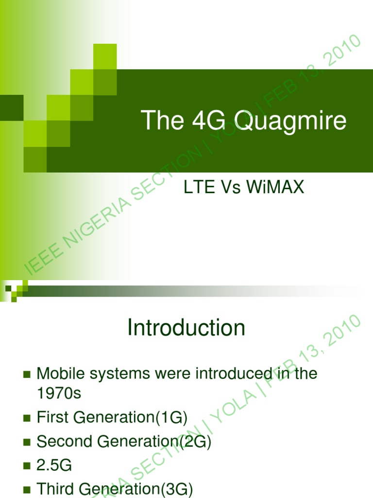 4G Comparison: LTE vs WiMAX Mobile Network Standards | PDF | 4 G | Radio