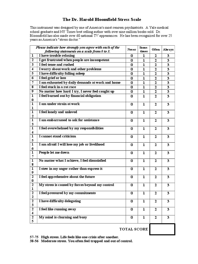Bloomfield Stress Test | PDF | Career & Growth