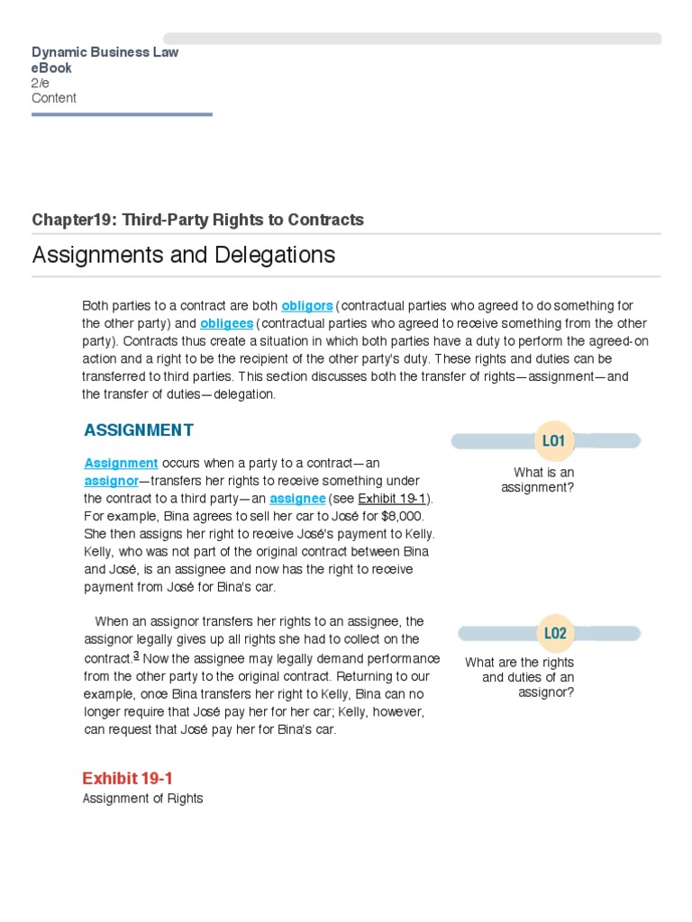Assignments and Delegations: Chapter19: Third-Party Rights To Contracts ...