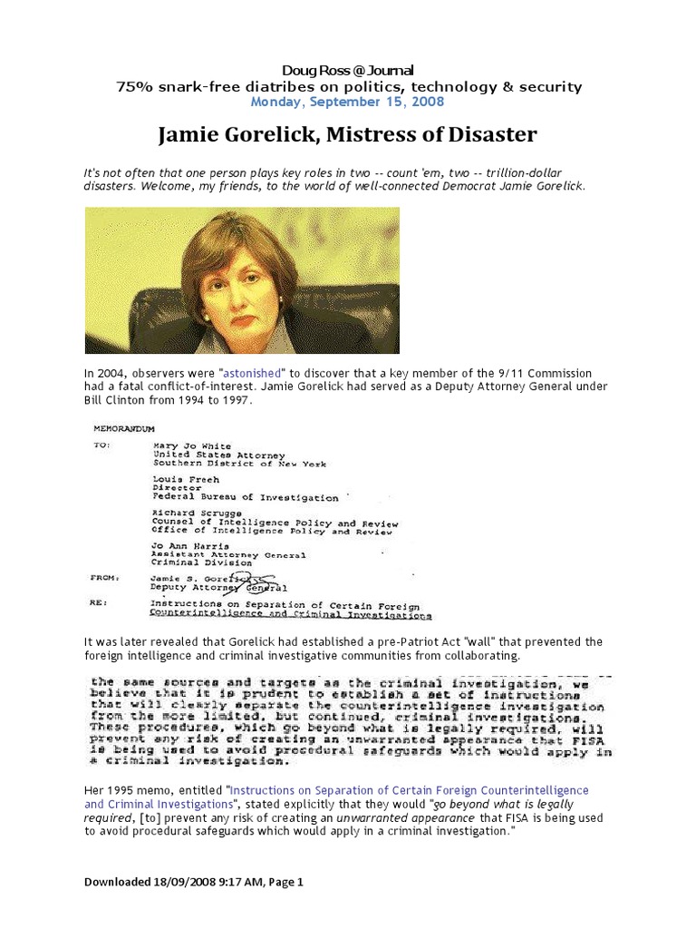 Jamie Gorelick, Mistress of Disaster | PDF | Fannie Mae | Mortgages
