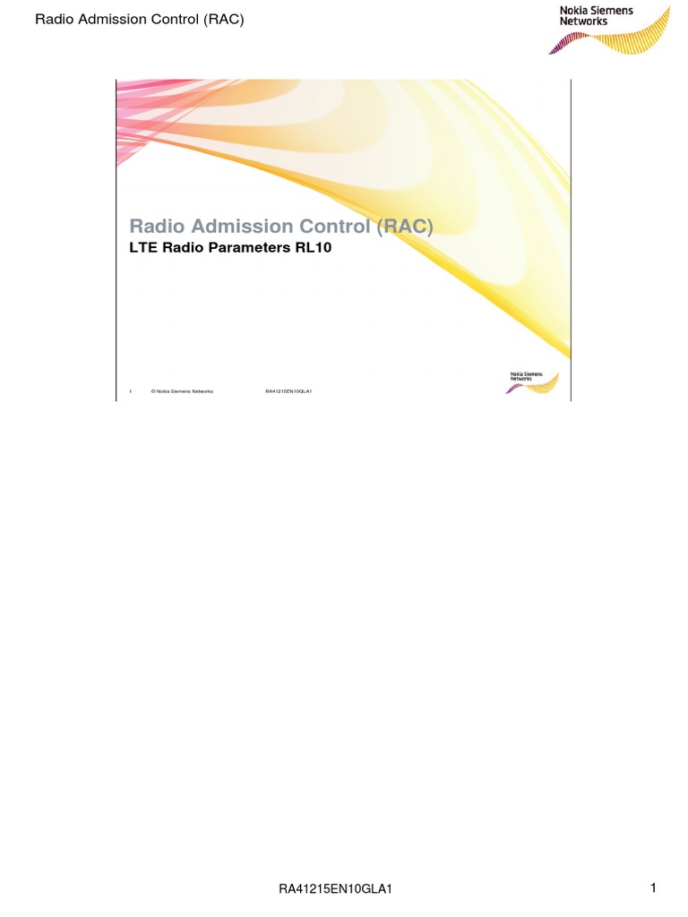 Radio Admission Control (RAC) : LTE Radio Parameters RL10 | PDF ...