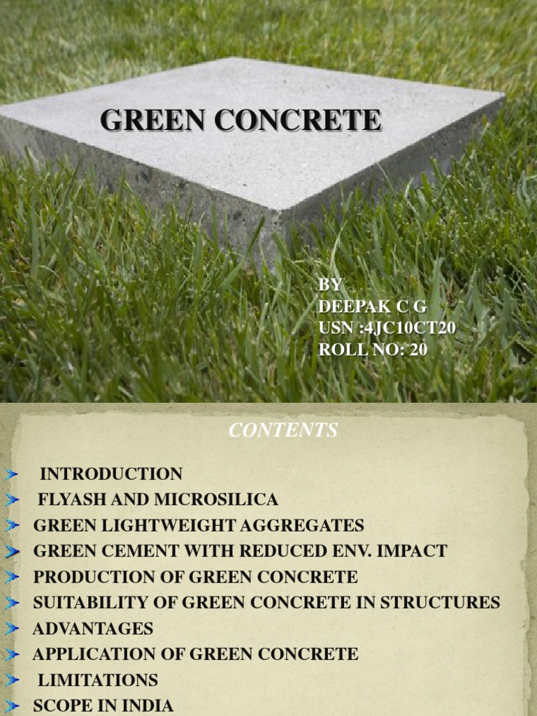 Applications of Green Concrete | PDF | Concrete | Fly Ash