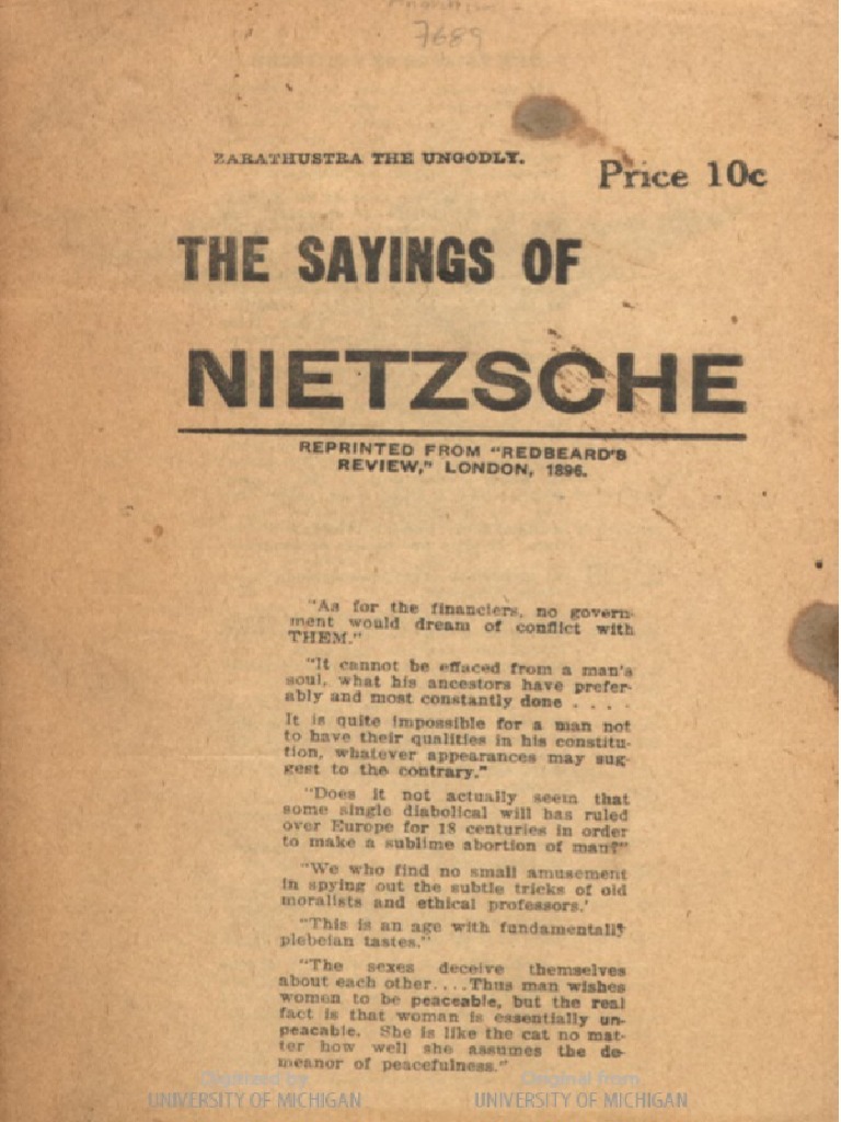 The Sayings of Nietzsche - Ragnar Redbeard | PDF