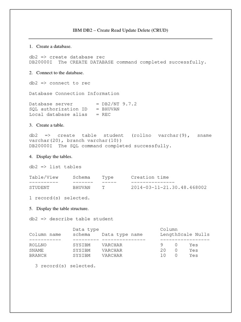 Worklight - DB2 - Database Connectivity With CRUD Operations | PDF | Ibm Db2 | Sql