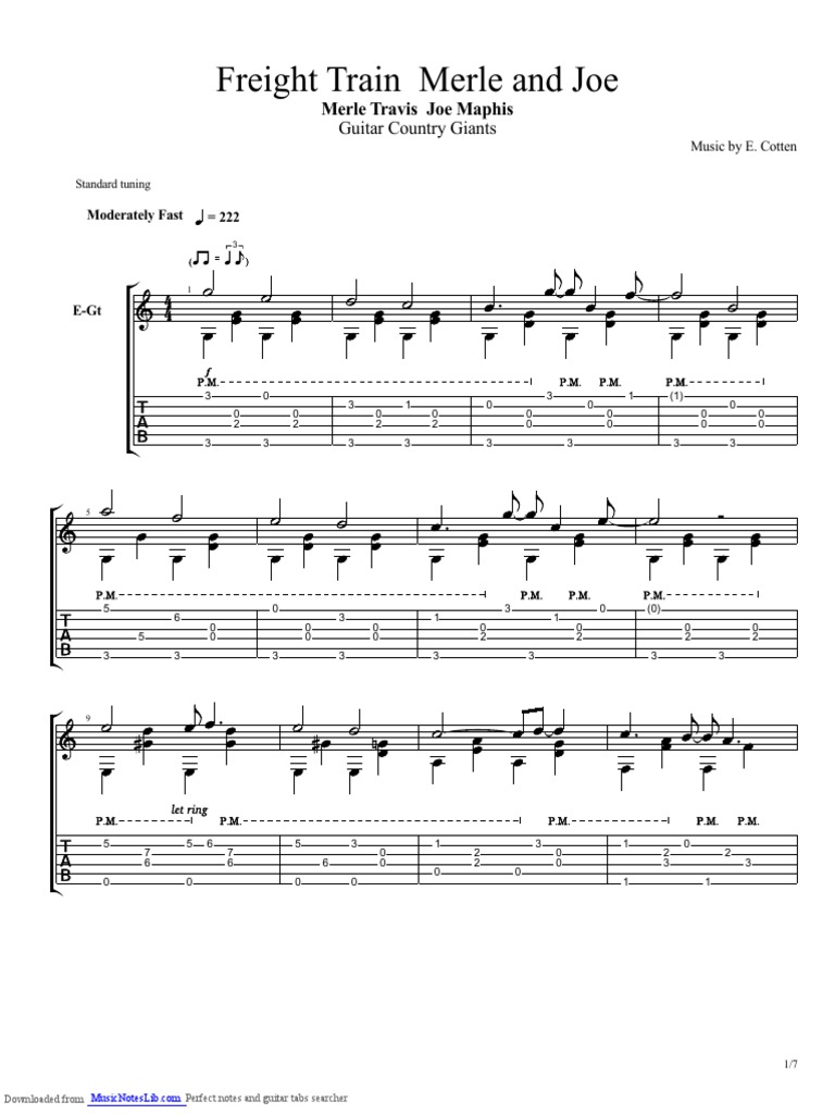 Merle Travis - Freight Train | PDF | String Instruments | Irish Musical ...