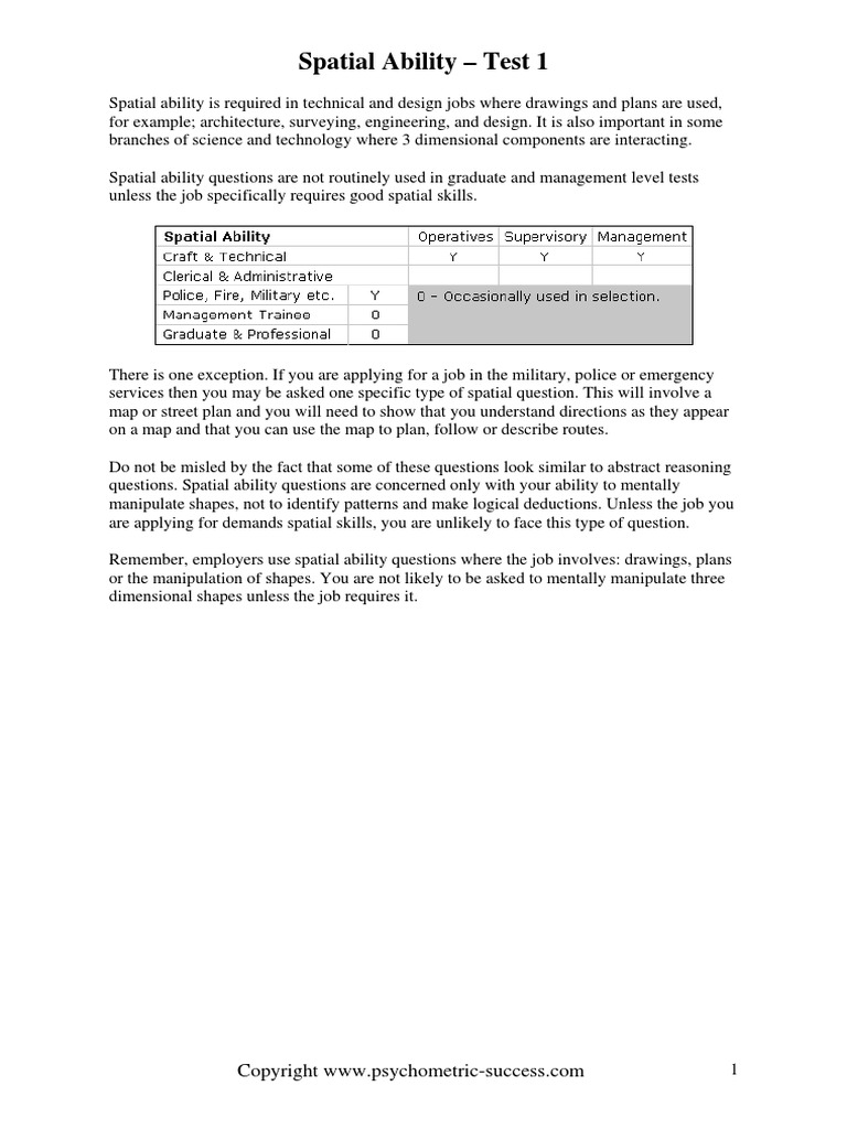Psychometric Success Spatial Ability Practice Test 1 | PDF | Applied ...