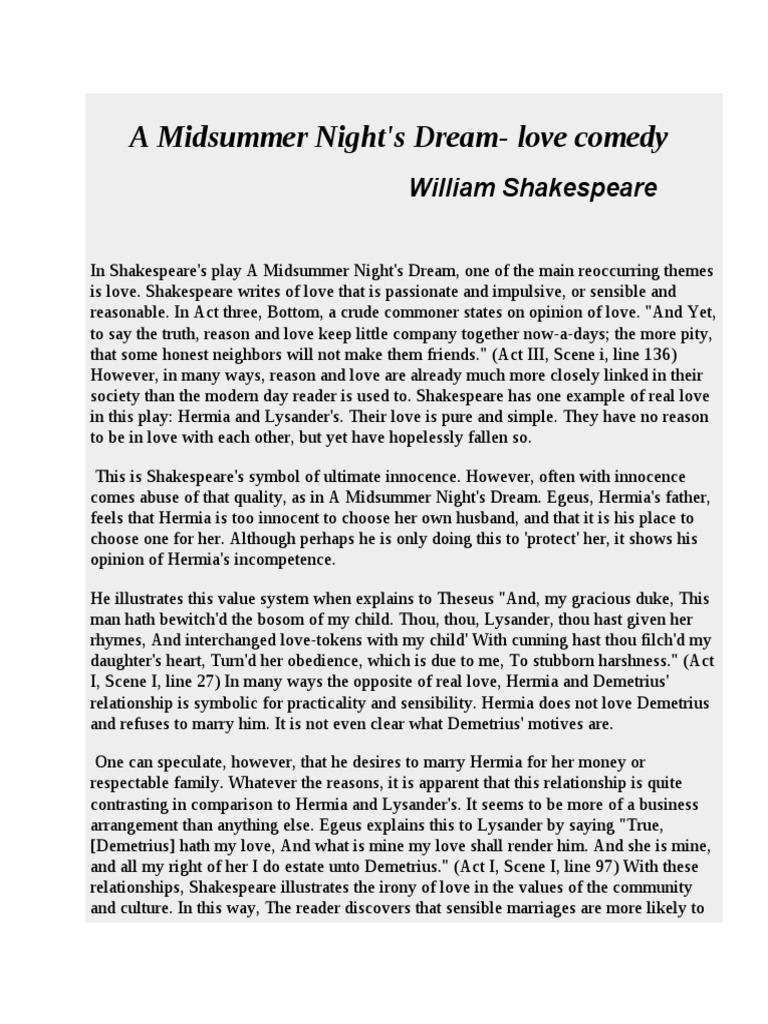 Exploring Love in Shakespeare's Play | PDF