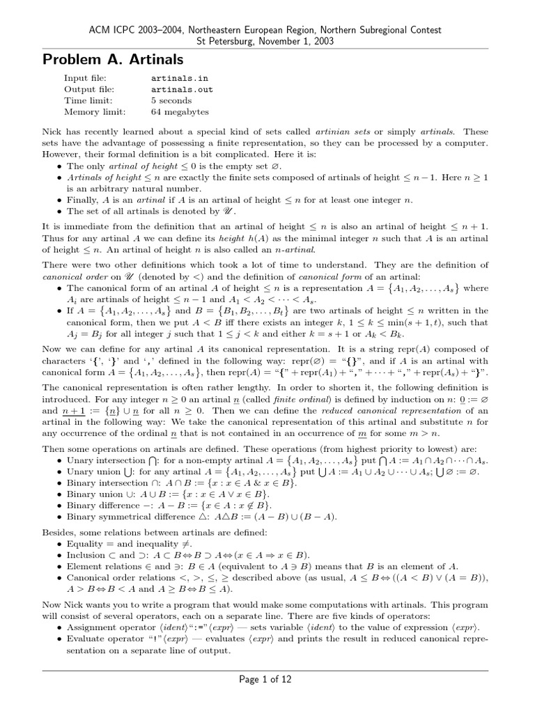 ACM ICPC 2003 Problem Set - Northern Subregional Contest St Petersburg ...