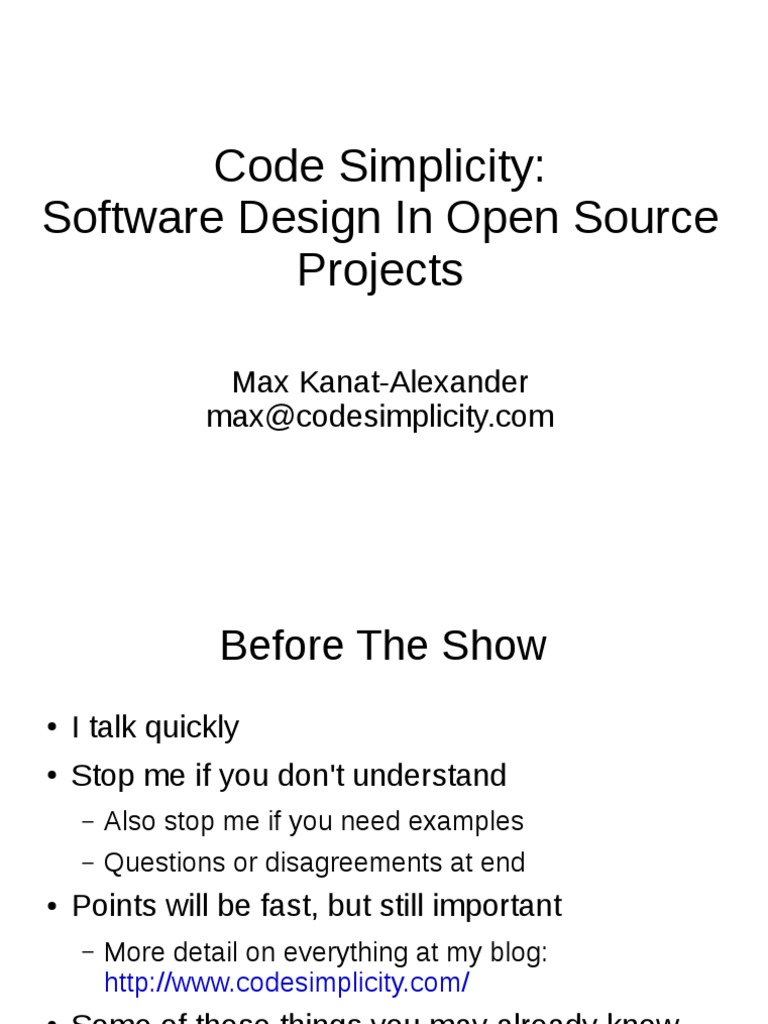 Code Simplicity Open Source Design | PDF | Information Technology ...