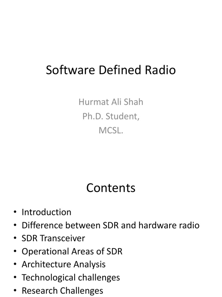 Introduction to Software Defined Radio | PDF | Software Defined Radio ...