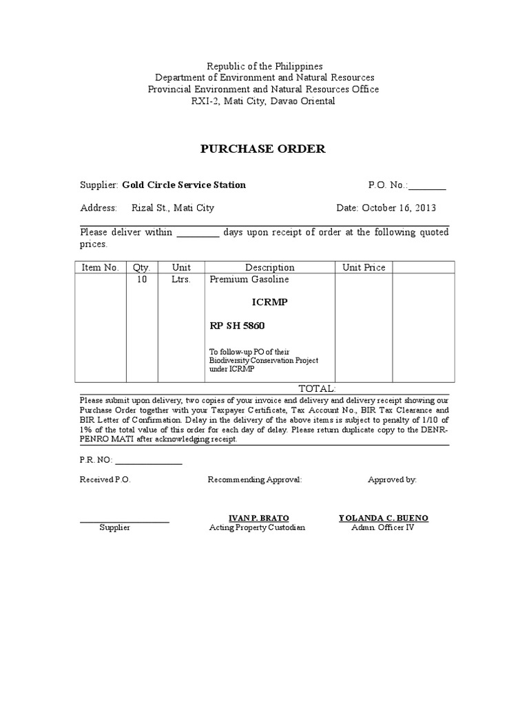 Purchase Orders for Fuel Supplies | PDF | Written Communication | Document