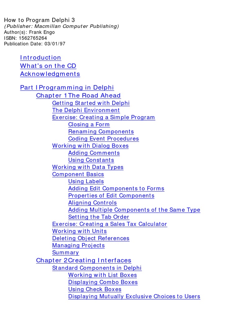 How To Program Delphi 3 | PDF | Subroutine | String (Computer Science)