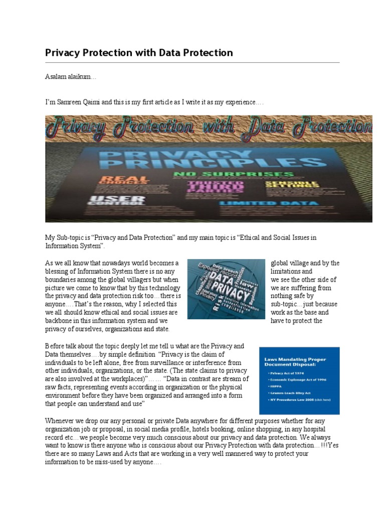 Article On Privacy Protection With Data Protection by Samreen Qaimi ...