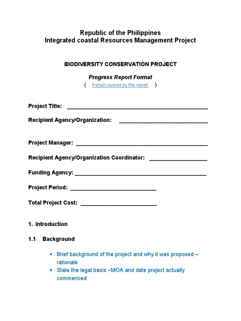 ICRMP - BioCon Progress Report Format - 1 | PDF | Business