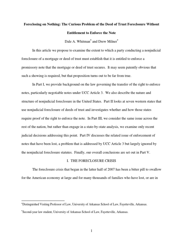 Foreclosing On Nothing, Dale Whitman | PDF | Deed Of Trust (Real Estate ...