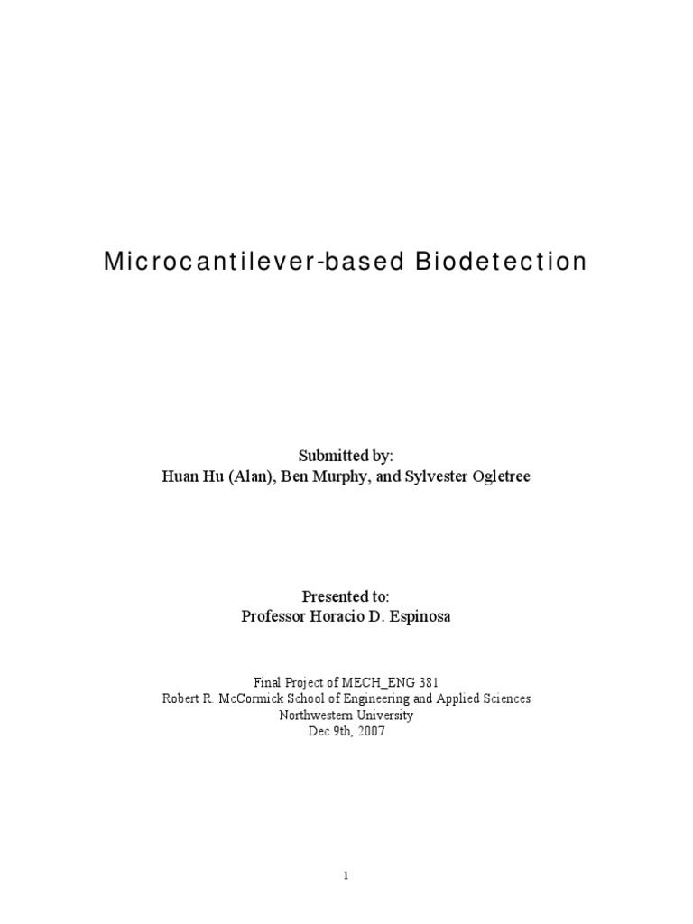 Microcantilever Biodetection Methods | PDF | Photolithography ...