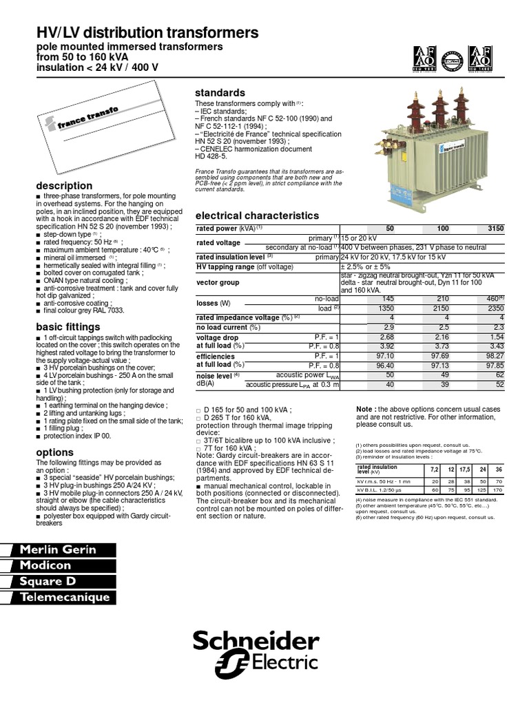 HV/LV distribution transformers